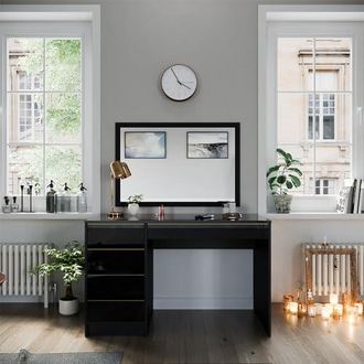 Vicco Coiffeuse Sherry, Noir Haute Brillance, 120 cm sans Miroir