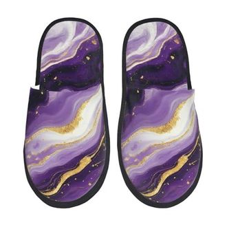 Generic Tourbillons De Marbre Violet Et Or Homme Femme Chaussons Chaud Chaussures De Maison Antid&eacute;rapantes Pantoufles Pour Maison Hiver Ext&eacute;rieur L