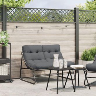 vidaXL vidaXL Banc de Jardin avec Coussin Noir 110x80x71 cm Acier