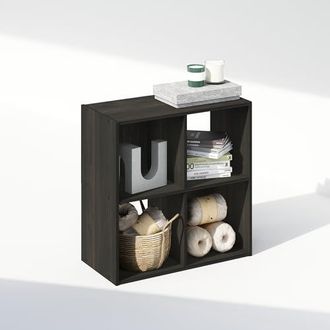 Furinno PELLI Étagère, Bibliothèque À 4 Cubes, Rangement Cubique, 11,7 X 23,7 X 23,8 Cm, pour Salon, Chambre, Bureau, Couleur Expresso