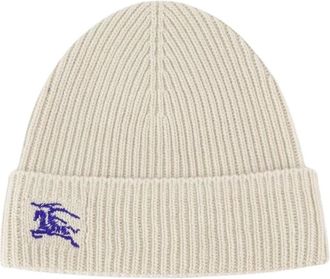 Burberry unisex, Accessoires, Blanc, Taille: ONE Size Knit Beanie with Equestrian Knight Emblem
