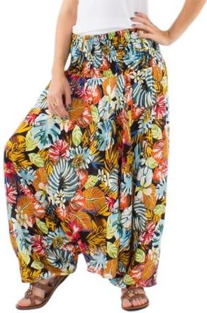 Coline Sarouel Femme 3 en 1 bohème imprimé Tropical - Couleur : Noir - Taille Unique