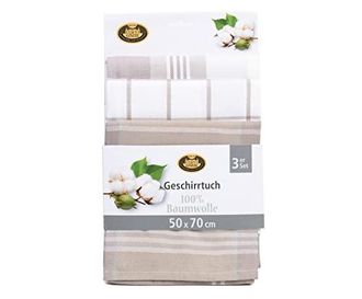 G&ouml;zze Lot de 3 Torchons, 100% coton, haute densit&eacute; (260 g/m&sup2;), 50 x 70 cm - Boue