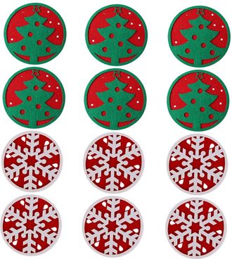 BESPORTBLE 12 St&uuml;ck Weihnachtsuntersetzer aus Filz Rund mit Weihnachtsbaum Schneeflocke Hitzebest&auml;ndig Rot und Gr&uuml;n Tassenuntersetzer f&uuml;r Zuhause Caf&eacute;