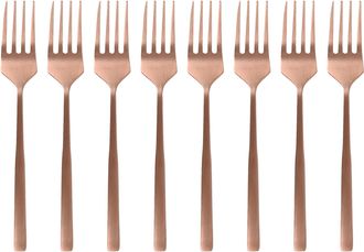 Argon Tableware Argon Tischware Kuchengabeln aus Edelstahl - 15cm - Kupfer - 8X Essen Gabeln Hochglanzpoliert Metall Gabel 8-Stück Tisch Gabel Besteckset