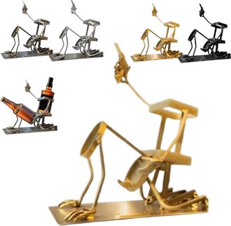 Generic Skull Drinks and Wine Bottle Stand,Steampunk Style Beverage Display Stands for Home,Creative Wine Whiskey Bottles Metal Holder Decor (Gold)