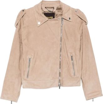 Moorer Femme, Vestes, Beige, Taille: 36 FR Leather Outerwear Moorer