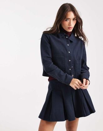 Miss Selfridge Veste camionneur densemble en denim - Bleu marine délavé