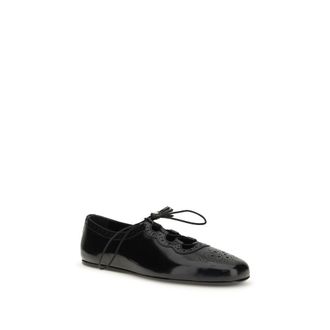Churchs Womens Black Calf Leather Bos Taurus Ballet Flats