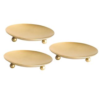 Lioobo Set Aus 4 Eleganten Kerzenhaltern in Gold Und Schwarz - Stilvolle Metallkerzenst&auml;nder F&uuml;r Stumpenkerzen Mit 7-5 cm Durchmesser - Ideal F&uuml;r Hochzeit We