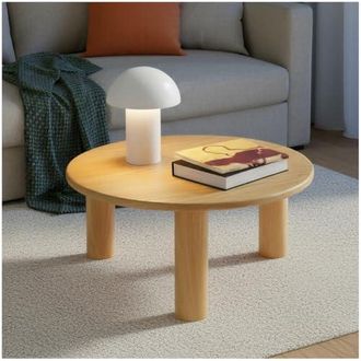 TecTake Table basse salon Table dappoint Ronde en MDF & Bois massif &Oslash;80x35,5cm Design Moderne Bout de canape Meuble dappoint pour D&eacute;coration Salon, Chambre, B