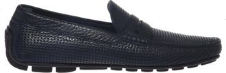 Baldinini Homme, Chaussures, Bleu, Taille: 40 1/2 EU Mocassin en cuir foulonn&eacute; perfor&eacute;