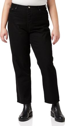 NA-KD Damen Straight Leg Denim Jeans, Schwarz-Washed Black, 40 EU