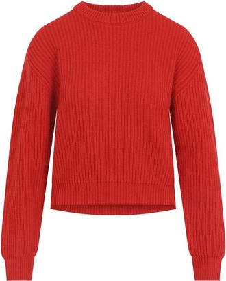 Jil Sander Femme, Pulls, Rouge, Taille: 44 FR Pull en maille c&ocirc;tel&eacute;e