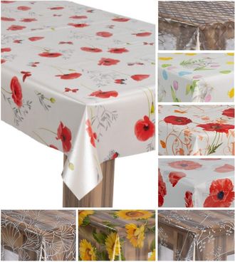 Laro Wachstuch-Tischdecke Wachstischdecke Gartentischdecke, Muster:Mohnblume Rot, Größe:130x160