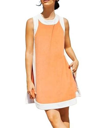 Generic Ensemble 2 pi&egrave;ces d&eacute;contract&eacute; pour femme, haut &agrave; col rond, manches courtes, short assorti avec poches, Orange, 5XL