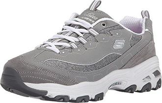 Skechers Femme DLites-Biggest Fan Baskets, Grey/White, 38.5 EU