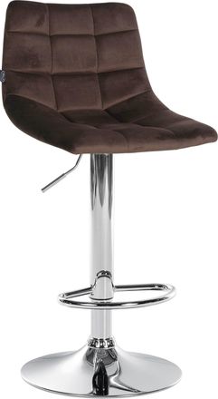 Clp Barhocker Jerry Samt I H&ouml;henverstellbarer Barstuhl I 360&deg; Drehstuhl Mit R&uuml;ckenlehne F&uuml;r K&uuml;che Und Bistro, Farbe:braun, Gestell Farbe:Chrom