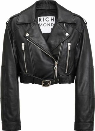 John Richmond Femme, Vestes, Noir, Taille: 36 FR Biker Cropped Jacket