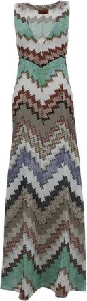 Missoni Femme, Robes, Multicolore, Taille: 36 FR Robe Longue en Viscose Lam&eacute;e Motif Serpent