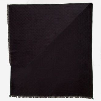 Gucci Mens Scarf Gg Wool And Silk Black Scarfs