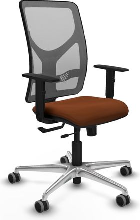 Piqueras y Crespo Brauner Schreibtischstuhl mit 1D-Armlehnen, h&ouml;henverstellbare Lendenwirbelst&uuml;tze, ausgestattet mit Syncro/Traslack und Schneideschaum, mit Rollen von 