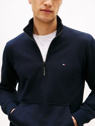 Tommy Hilfiger Sweatshirt ESSENTIAL TERRY NEW 1/4 ZIP Quarter-Zip aus Terry mit Flag