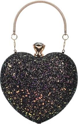 Valiclud Sac à Main Bandoulière Coeur à Sequins avec Chaîne Pochette Soirée Légère et Compacte pour Femme Mariage Fête Cocktail