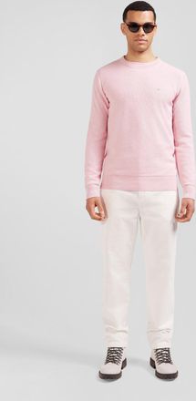 Eden Park Pull Col Rond Uni En Coton Rose Coupe Regular