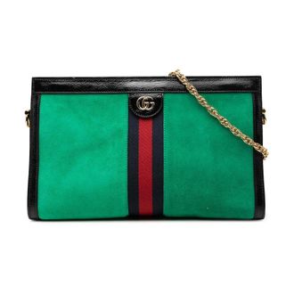 Gucci Sac bandouli&egrave;re vintage en daim Pre-owned avec cha&icirc;ne - Femme - Pre-owned - Vert - Taille: ONE Size