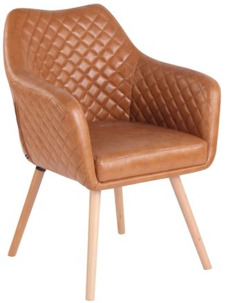 Clp Esszimmerstuhl Gent mit Kunstlederbezug I Polsterstuhl Mit Armlehne I Sitzfl&auml;che Gepolstert I Polsterstuhl Mit Einer Sitzh&ouml;he von 49 cm, Farbe:Hellbra