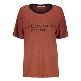 Philosophy di Lorenzo Serafini Gestreiftes Viskose T-Shirt mit Geripptem Ausschnitt - - Tops - Damen - Rot - L