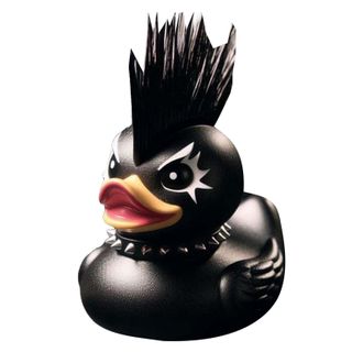 Generic shpuuyy Duckieville Enten Statue Harz Schwarz Rocker Enten Skulptur Sammlerst&uuml;ck Gothic Punk Enten Figur Satan Ente Tisch Deko Lustige Geschenk F&uuml;r Go