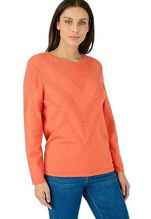 Damart Pull Maille Fantaisie Thermolactyl, Col Rond, Corail, 42/44