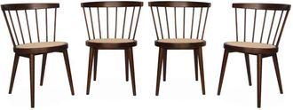 Sweeek Lot de 4 chaises bois fonc&eacute; en bois et cannage. Nora. L 53 x P 53.5 x H 76cm