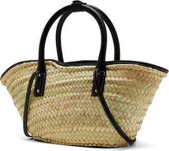 Jacquemus Femme, Sacs, Beige, Taille: ONE Size Cesto Le Petit Panier Rafia Asas Negras