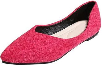 Generic Chaussures plates en daim pour femme - Bout pointu - Ballerines mocassins - Pour le bureau - Classiques - Pour le travail - D&eacute;contract&eacute;es - L&eacute;g&egrave;res et