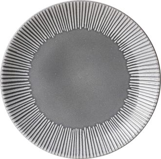 Ritzenhoff & Breker Banda Dessertteller, 21 cm, Runder Fr&uuml;hst&uuml;cksteller mit Streifen-Relief, Minimalistisches Geschirr in Coupe-Form, Sp&uuml;lmaschinenfest, Steingut, Grau