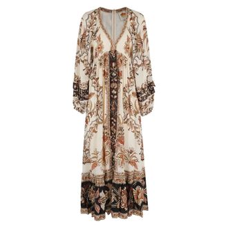 Farm Rio Farm Rio, Femme, Robes, Multicolore, Taille: 40 FR Majestic Garden Ruffled Maxi Dress