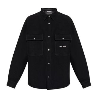 Palm Angels Wollhemd mit Logo - - Shirts - Herren - Schwarzk - S