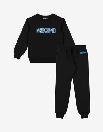 Moschino Bedruckter Trainingsanzug aus Baumwollfleece - Schwarz