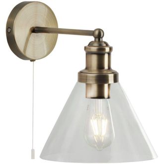 Licht-Erlebnisse Luminaire de salle de bain m&eacute;tal verre E27 25 cm de haut avec interrupteur en laiton design vintage antique