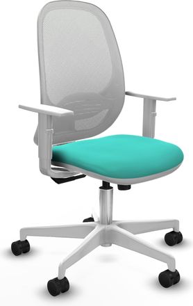 Piqueras y Crespo Drehbarer Hochstuhl mit Rollen von Cilanco mit wei&szlig;en Armlehnen, h&ouml;henverstellbare Lendenwirbelst&uuml;tze, ausgestattet mit Sincro 3 Positionen und Schnei