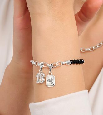 Thomas Sabo Charm en argent sterling 925 num&eacute;ro &laquo; 18 &raquo; &agrave; zircons-Argent&eacute;