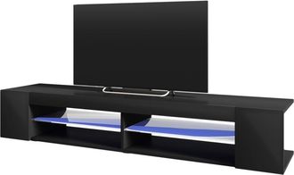 Selsey Selsey MITCHELL - TV-Lowboard mit LED, Schwarz Matt / Schwarz Glanz, 180 cm breit