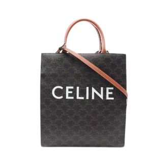 Celine Sac cabas vertical Triomphe en toile enduite PVC et cuir Pre-owned - Femme - Pre-owned - Brun - Taille: ONE Size