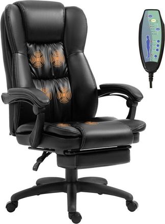 Vinsetto Vinsetto - Fauteuil bureau massant inclinable réglable repose-pieds rétractable grand confort synthétique noir