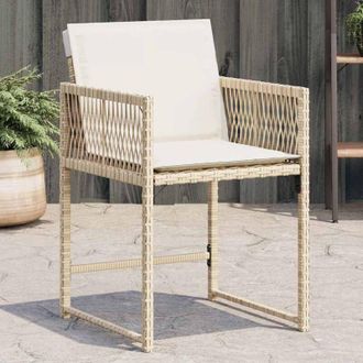 vidaXL Vidaxl - Lot de 4 chaises de jardin en r&eacute;sine tress&eacute;e beige - Coussin amovible lavable - Dossier rabattable - Charge maximale 110 kg - Dimensions