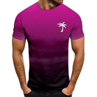 Generic T-shirt pour homme avec d&eacute;grad&eacute; de noix de coco pour homme, couleur unie, manches courtes, imprim&eacute;, Violet fonc&eacute;., XL