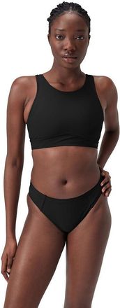 Speedo Damen Solides Oberteil mit hohem Halsausschnitt und Netzstoff, Schwimm-Fitness, stilvolles Design Bademode, anthrazit, XXL